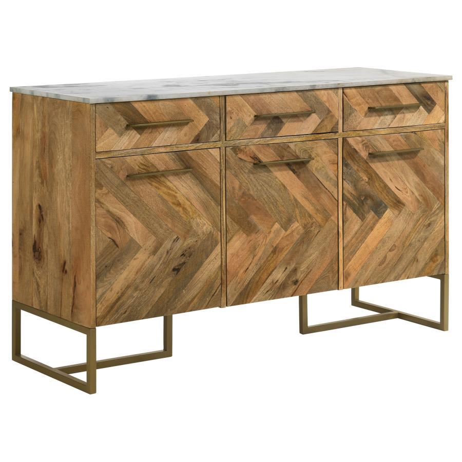 Keaton - Marble Top Herringbone Accent Cabinet | Austin's Furniture Depot (Austin,TX)