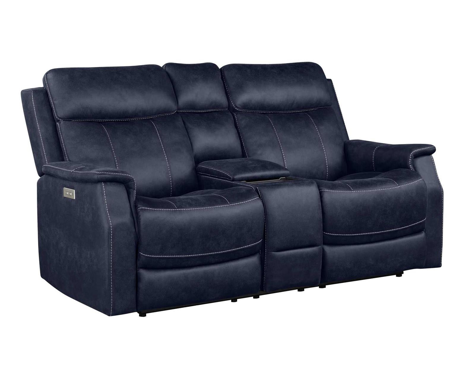 Steve Silver Valencia Dual Power Leatherette Reclining Console Loveseat ...